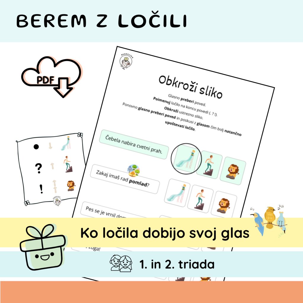 Berem z ločili - intonacija glasu pri piki, klicaju in vprašaju.