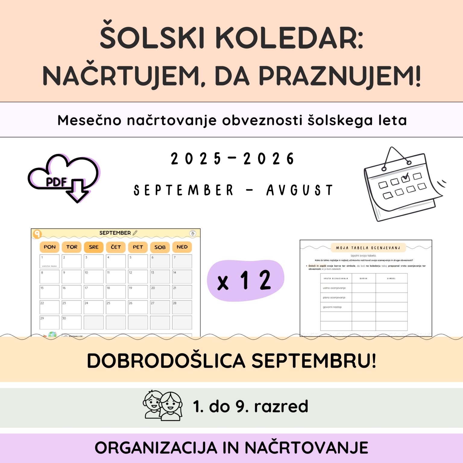ŠOLSKI KOLEDAR: NAČRTUJEM, DA PRAZNUJEM! - koledarji - Skodelica idej